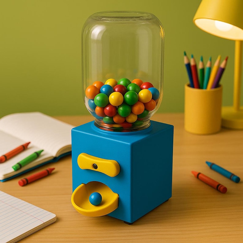 3D Printable Candy Dispenser: Gumball Machine Style Desk Toy (STL File ...