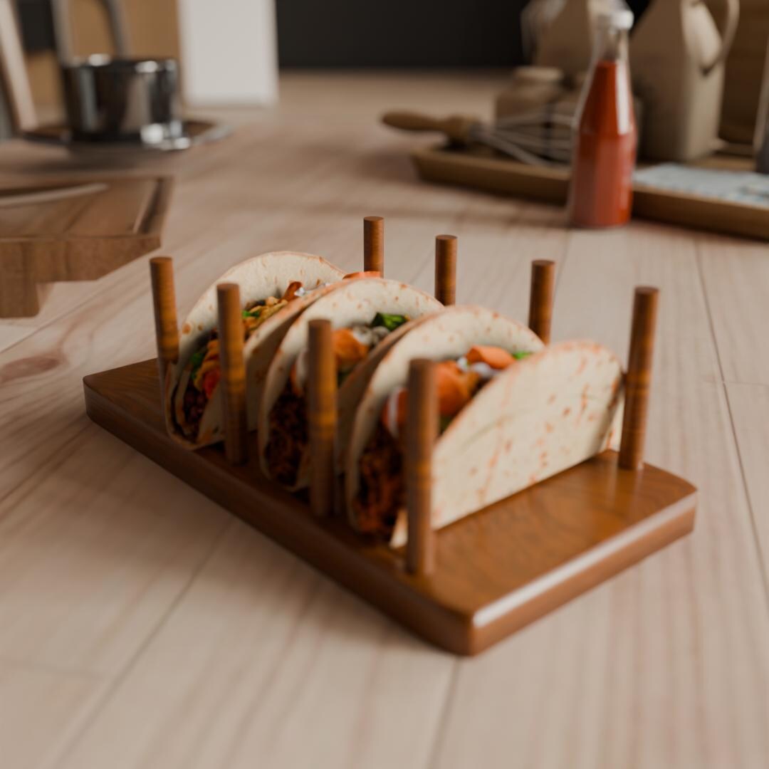 3D Printable Taco Holder Stand – Modern Wooden Design for Neat Taco ...