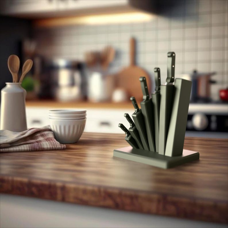 3D Print Knife Holder 3D Print STL File Digital Organizer Kitchen ...