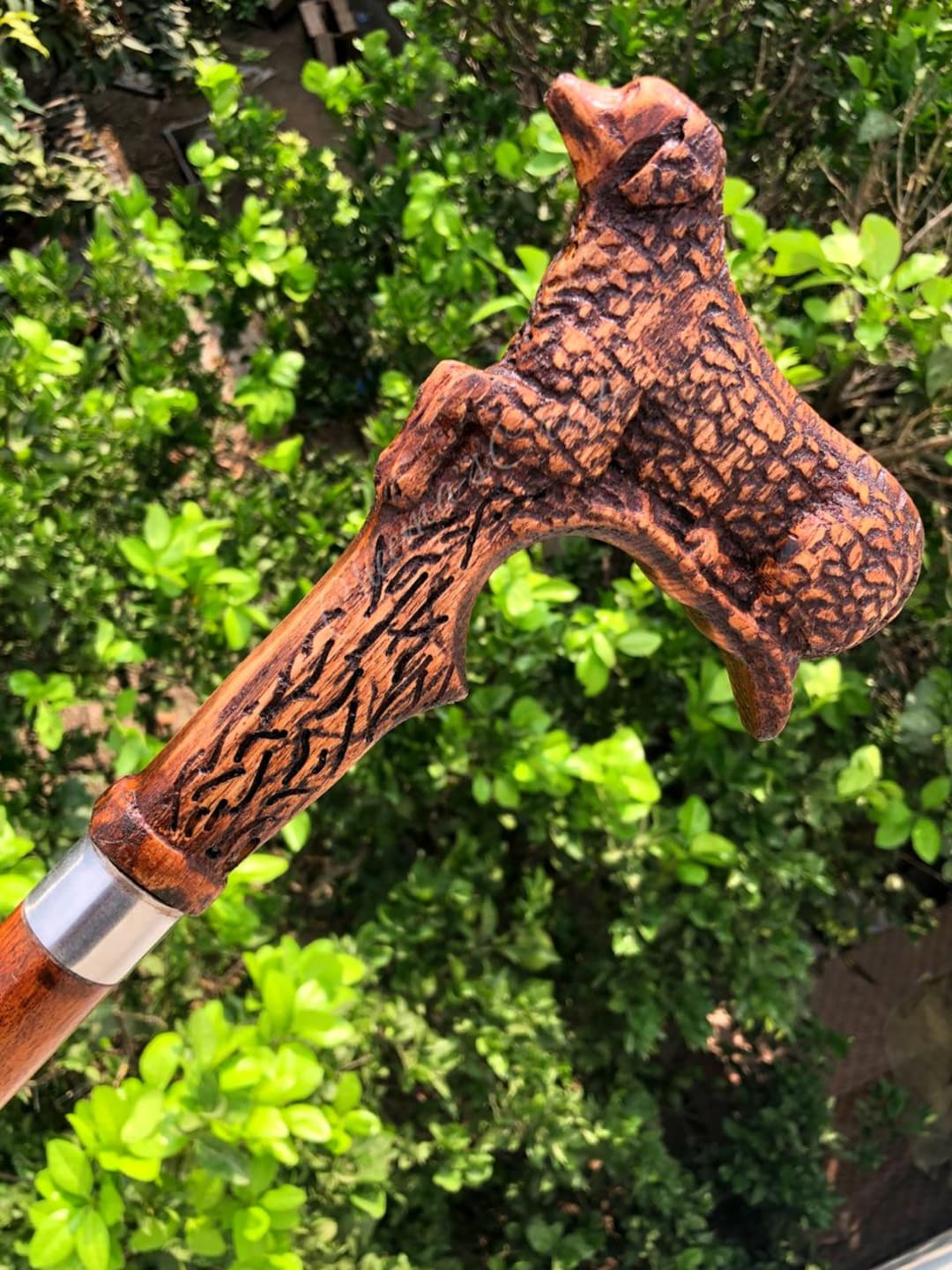 Handmade Wooden Dog Walking Cane With Leather Sheath: Collectible Dog ...