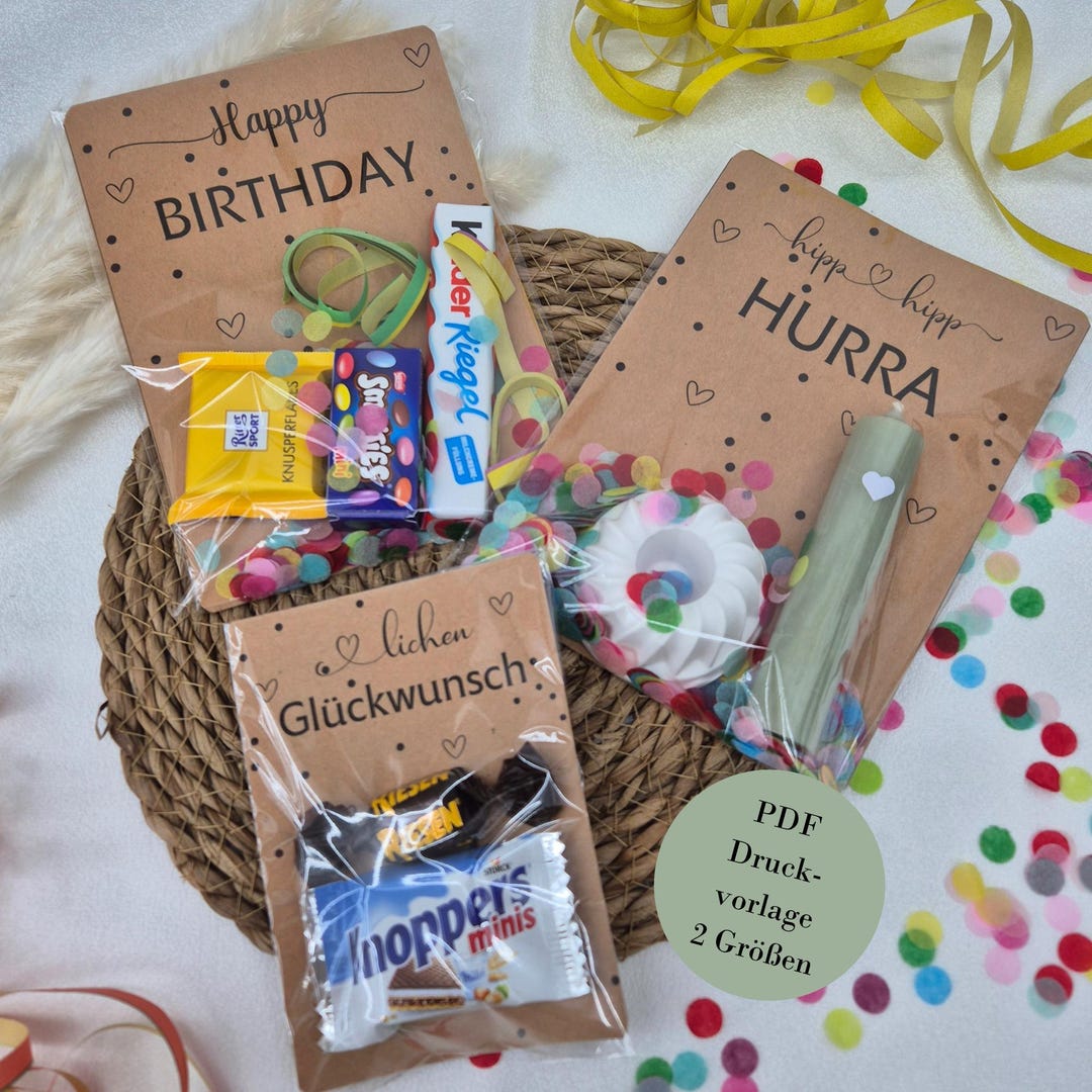 Printable Birthday Card, Birthday in a Bag for Filling, Happy Birthday ...