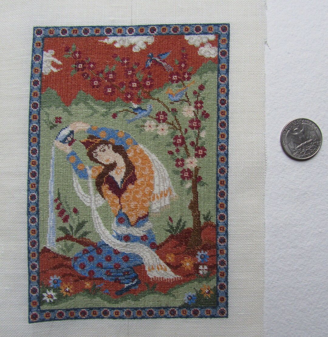 Dollhouse Miniature Goblin / Rug / Carpet Hand Embroided Very Fine 6 3/ ...