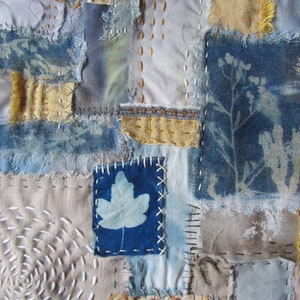 Handstitched Artquilt - With Cyanotypes, Eco and Rust Dyed Fabrics - Etsy