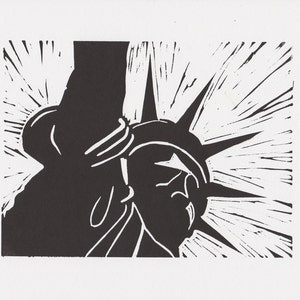 Lady Liberty Linocut Print 2 - Etsy