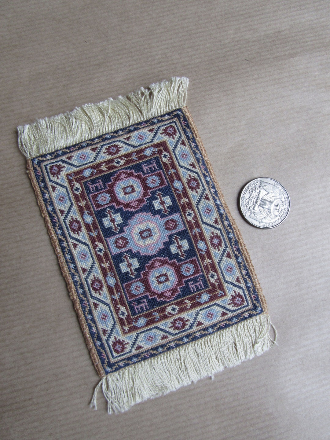 Dollhouse Miniature Rug Hand Embroided Very Fine 5 X - Etsy