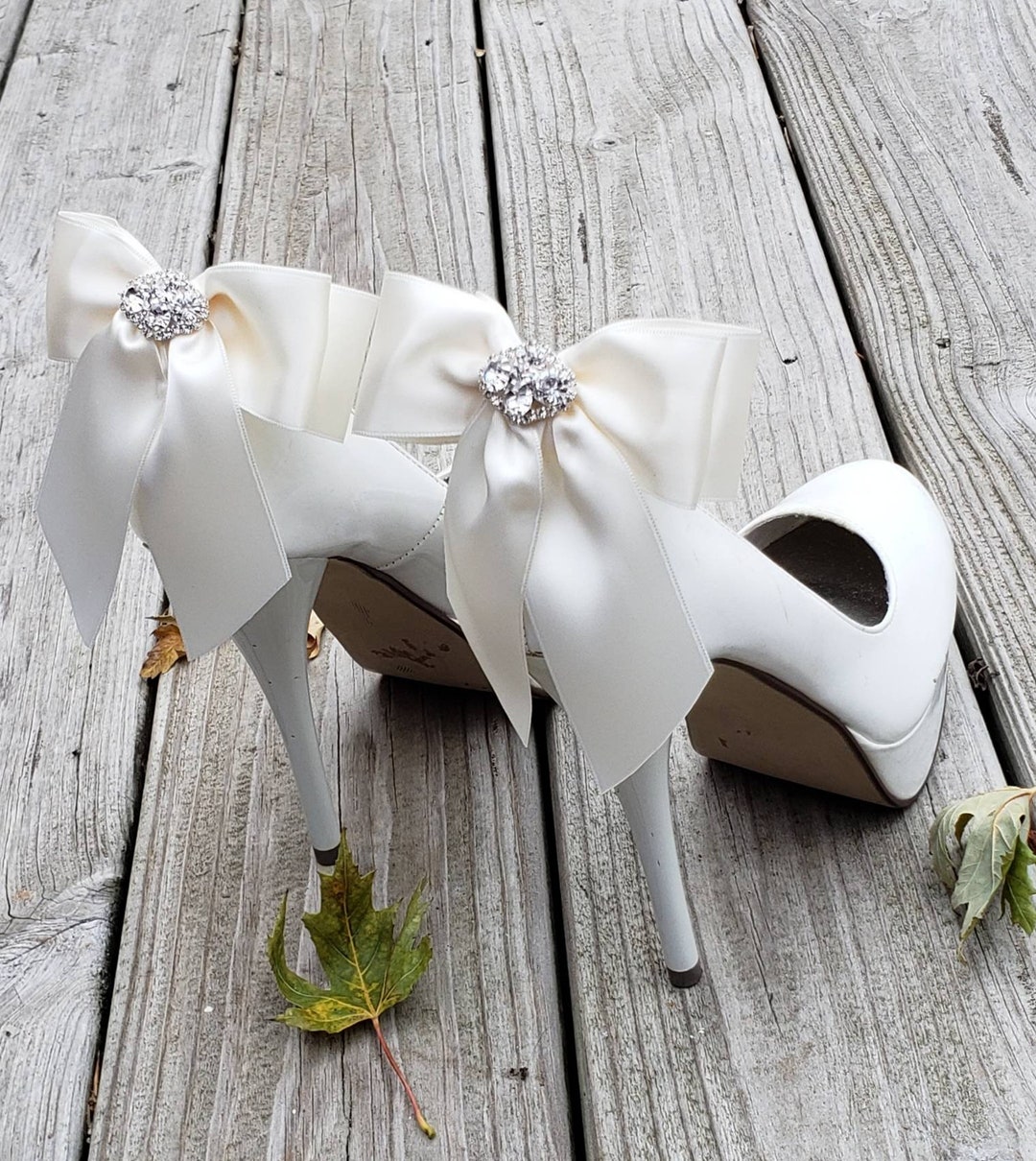Satin Shoe Clips, Bridal Rhinestone Bows - Etsy
