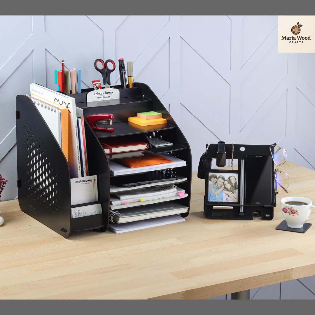 Extra Large Wooden Desk Organizer – Multifunctional Office Storage With ...