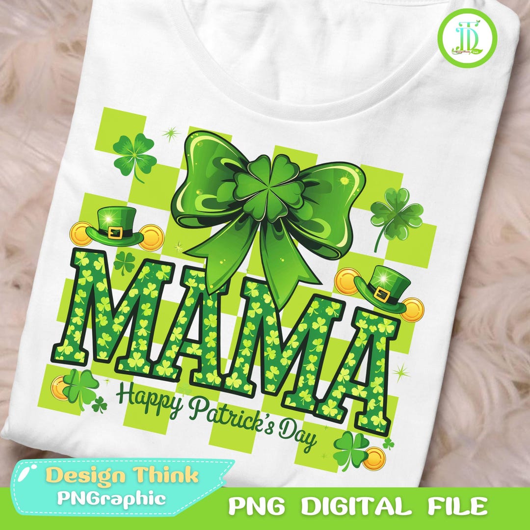 St. Patrick’s Day Mama PNG Lucky Clover Green Checkered PNG, Mama St ...
