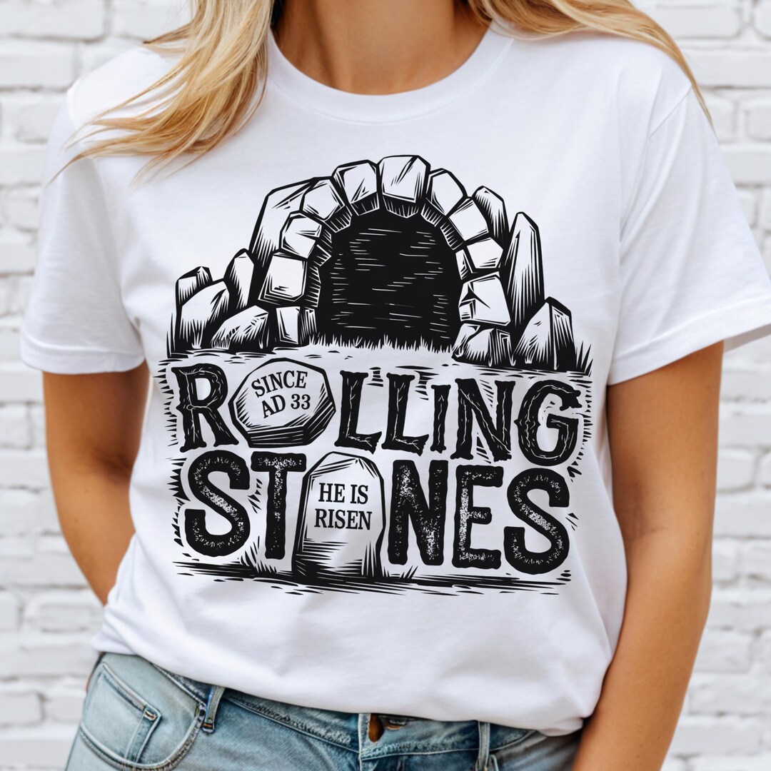 Rolling Stones PNG, He is Risen Easter Sublimation, Christian Clipart ...