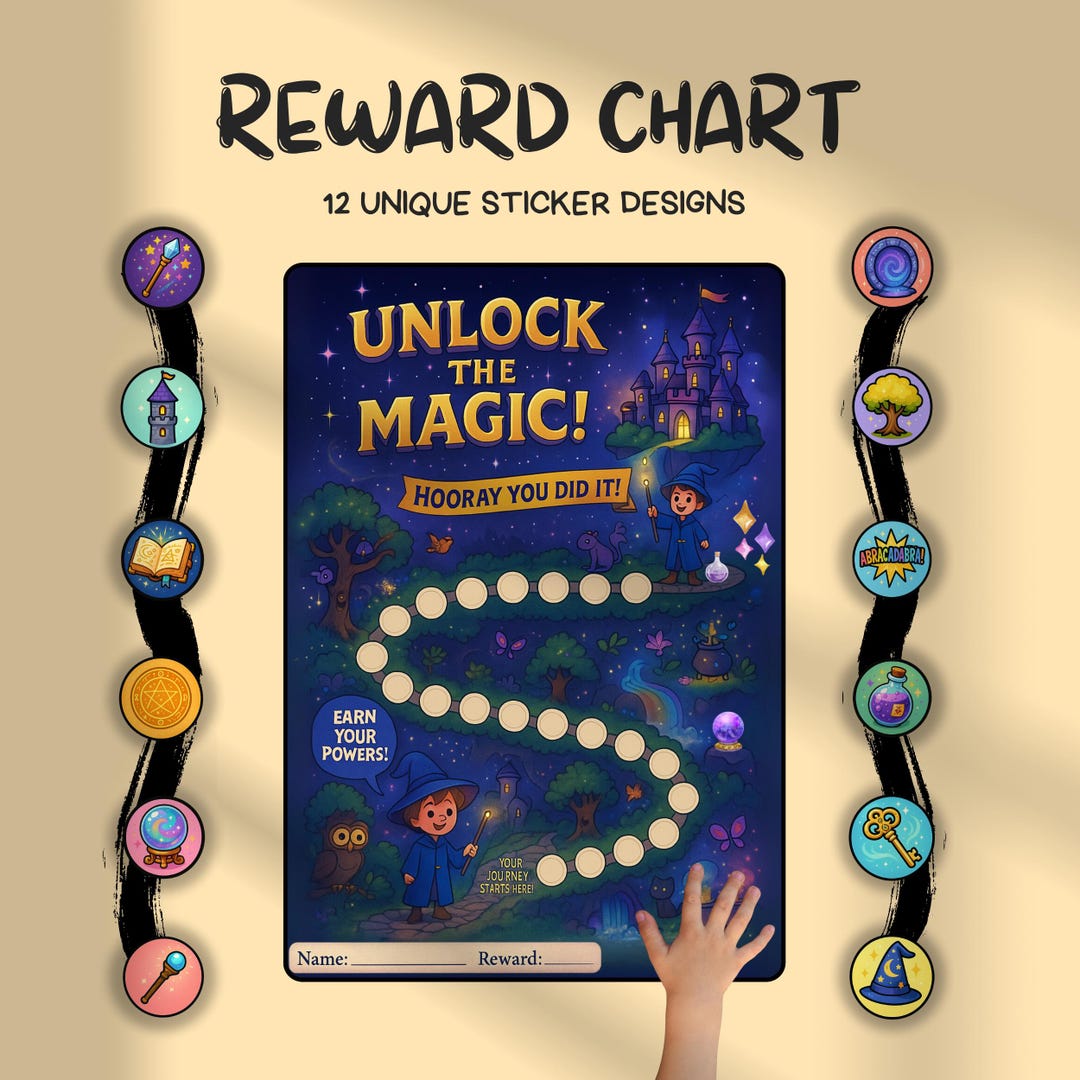 Reward Chart Kids Potty Training Chart Wizard Theme Printable Behavior ...
