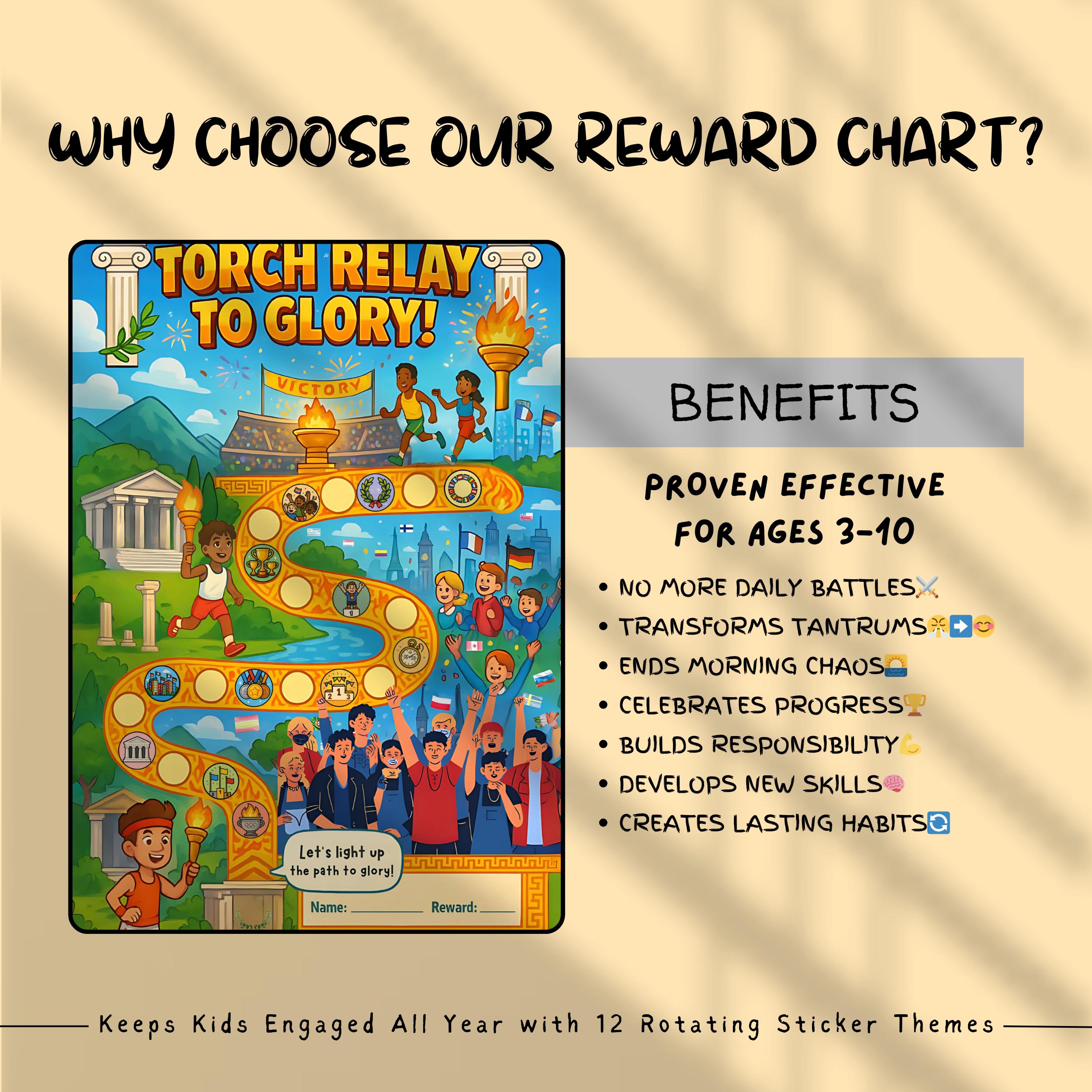 Reward Chart Olympic Theme for Kids Instant Download Printable Behavior ...