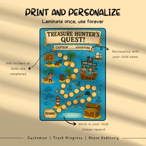 Pirate Reward Chart for Kids: Printable Behavior & Chore Tracker ...