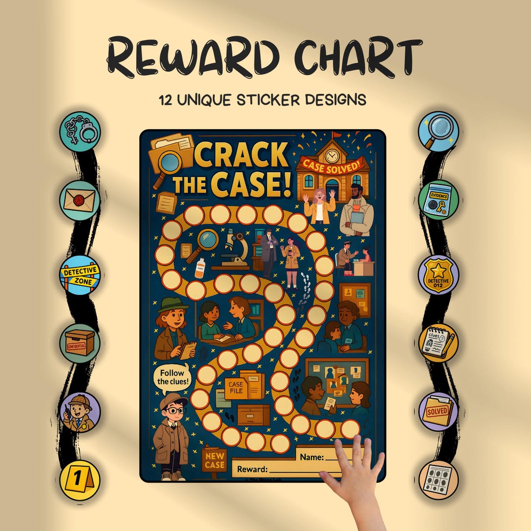 Detective Reward Chart for Kids Printable Behavior Chart Boys Girls Spy ...