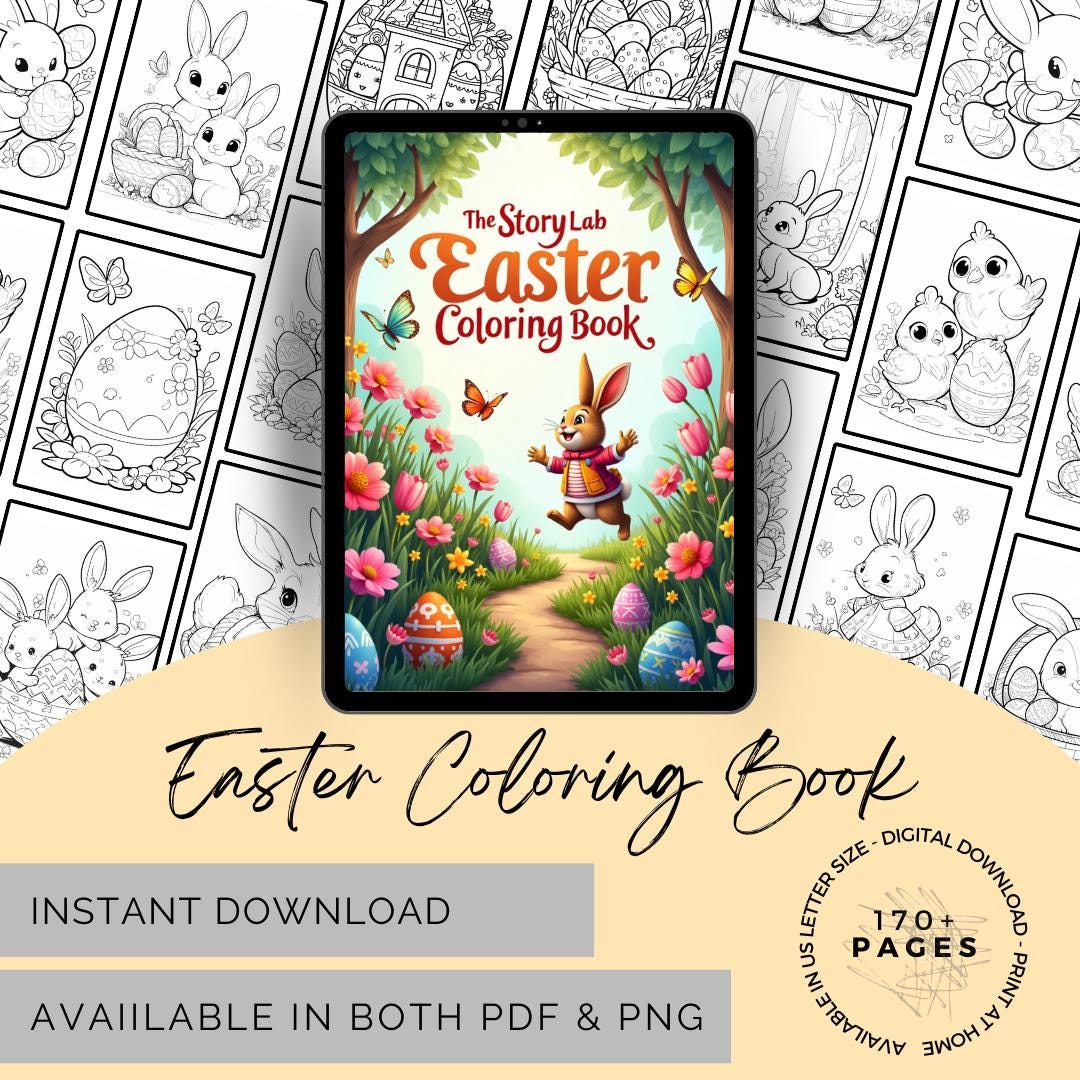 Easter Coloring Book Printable Spring Holiday Activity Pages Bunny Eggs ...