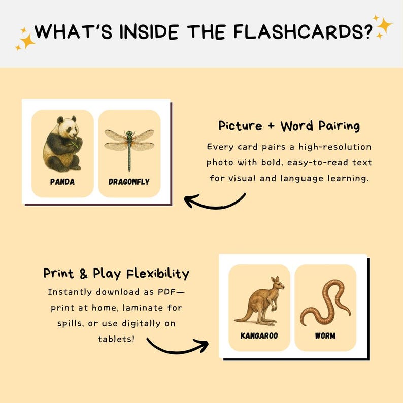 108 Type of Animals Flash Cards Identification Montessori Education ...