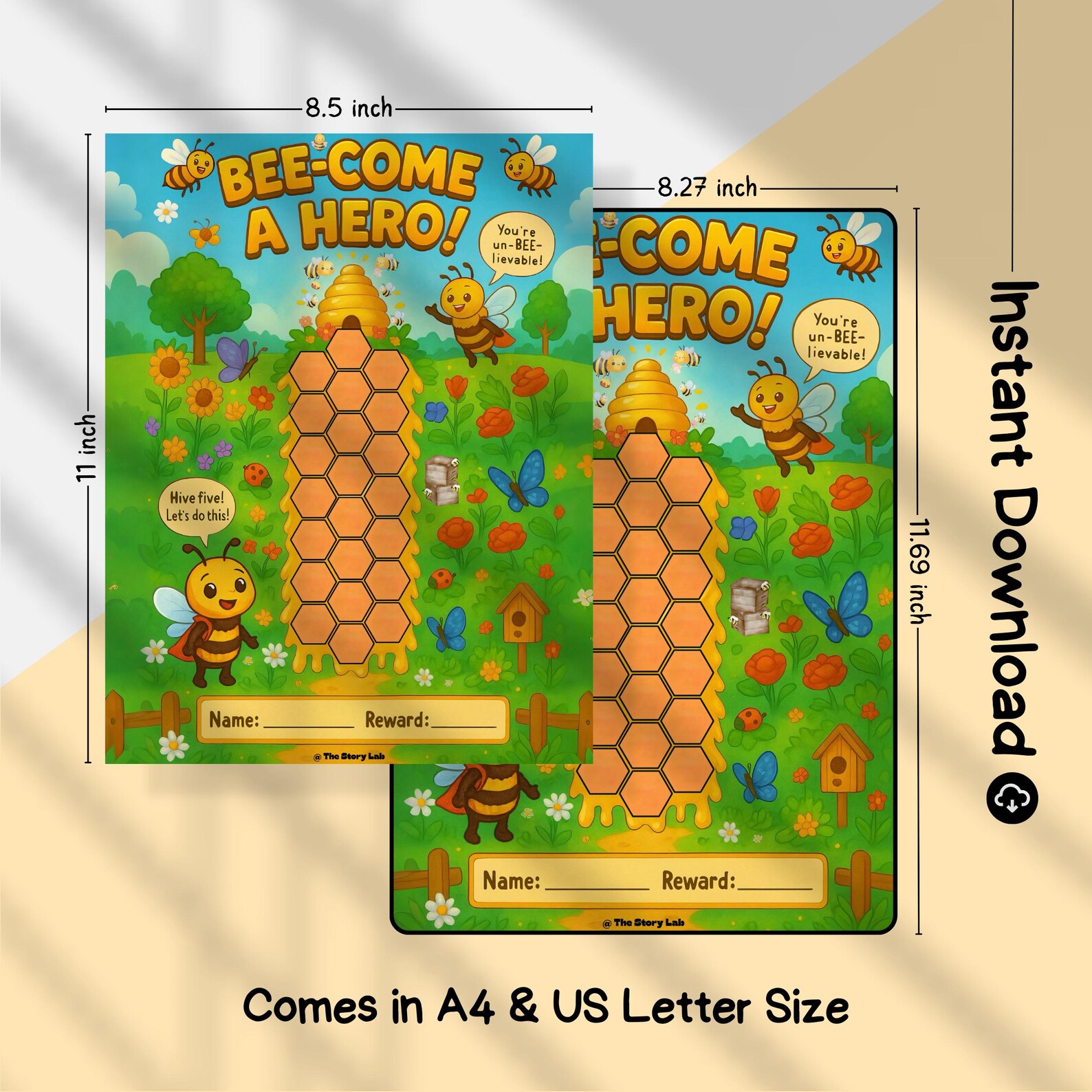 Bee Reward Chart Printable: Kids Chore & Potty Training (PDF Download ...