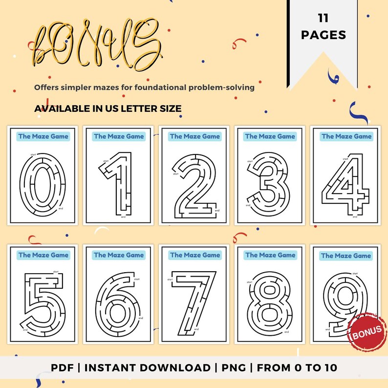 Number Mazes 1-20: Math Games for Pre-k (digital Download) - Etsy