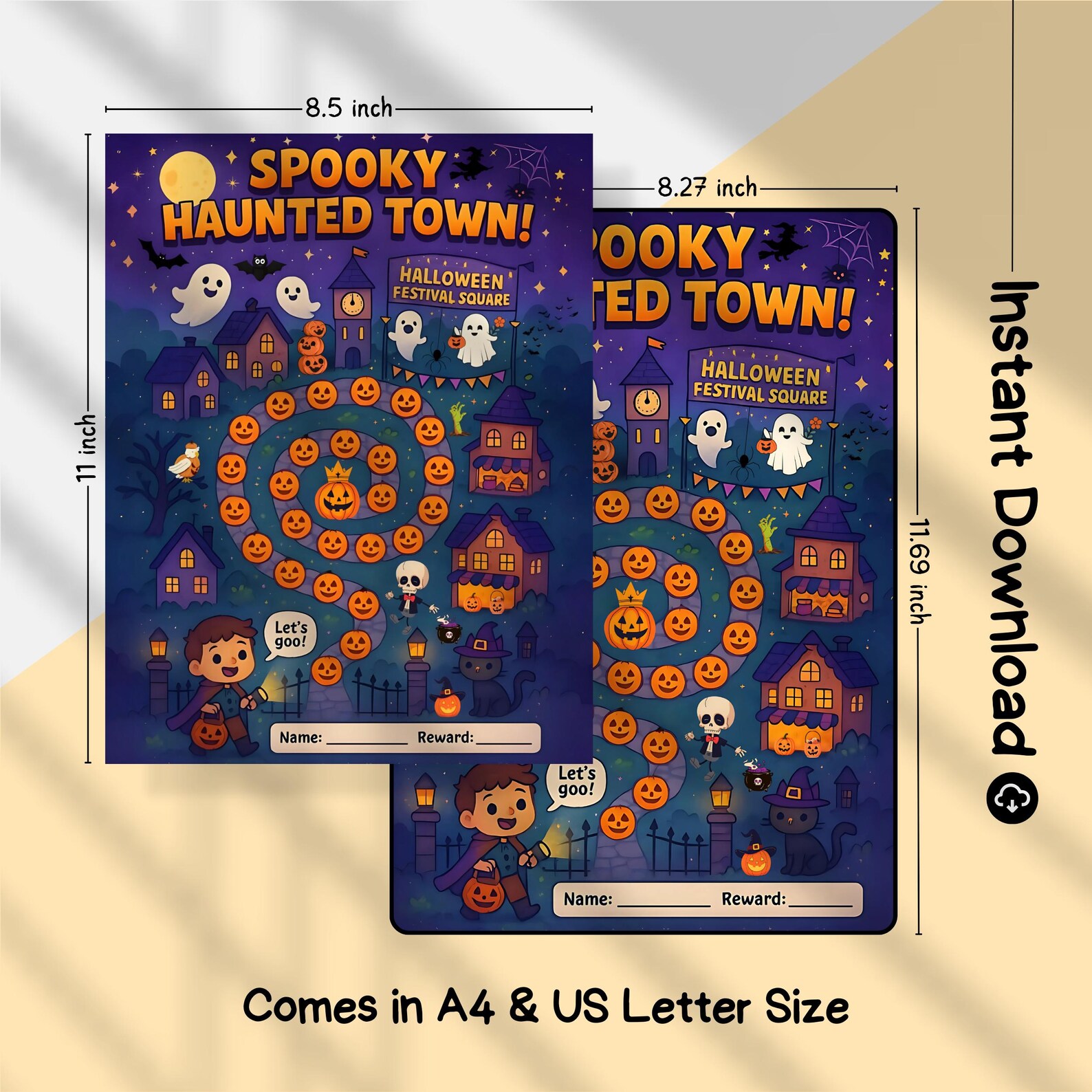 Halloween Reward Chart for Kids: Spooky Town Goal Tracker (printable ...