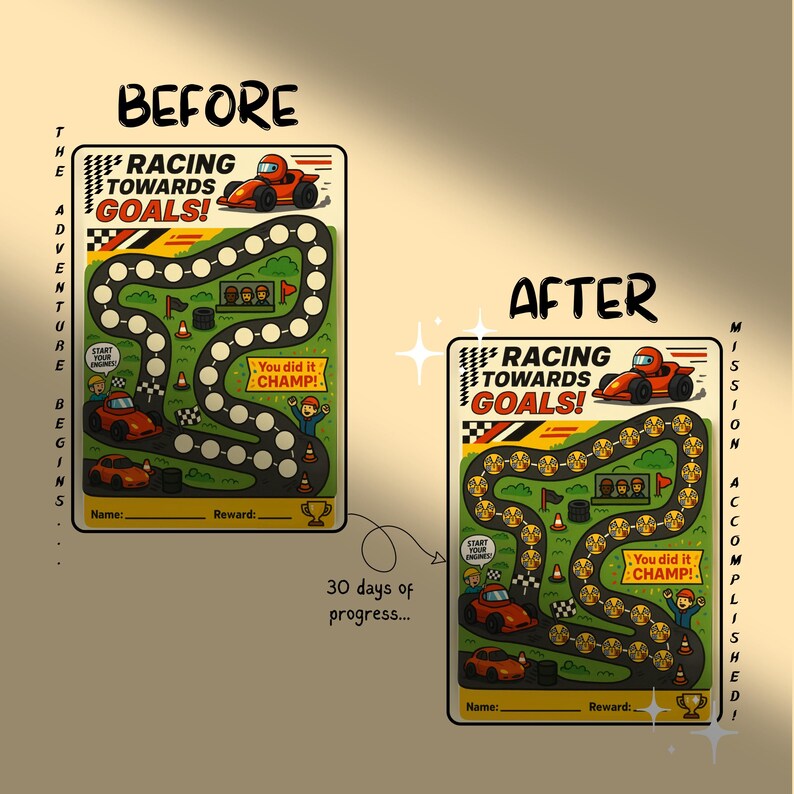 Reward Chart Racing Theme for Kids Instant Download Printable Behavior ...