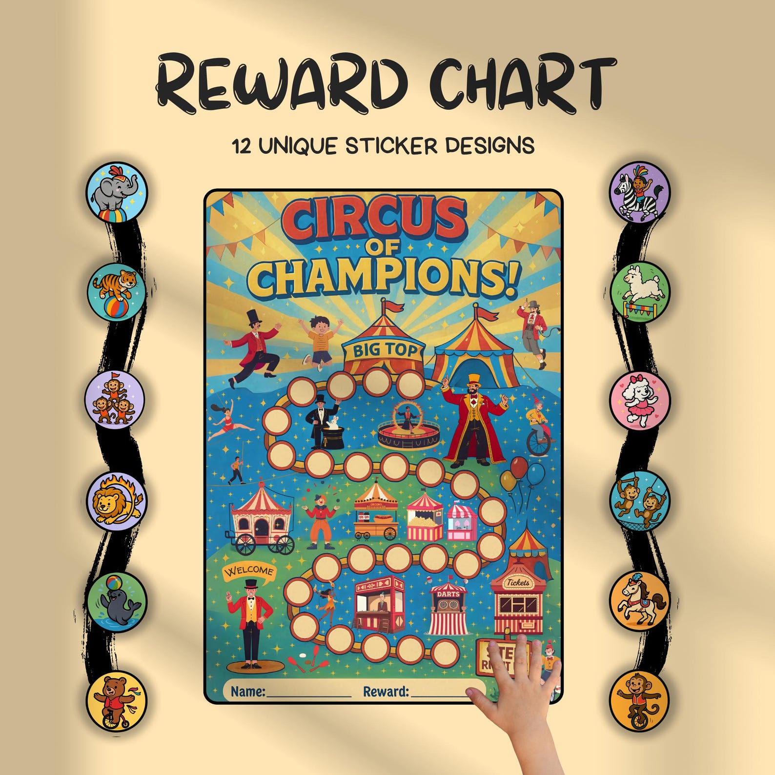 Reward Chart Circus Theme for Kids Instant Download Printable Behavior ...
