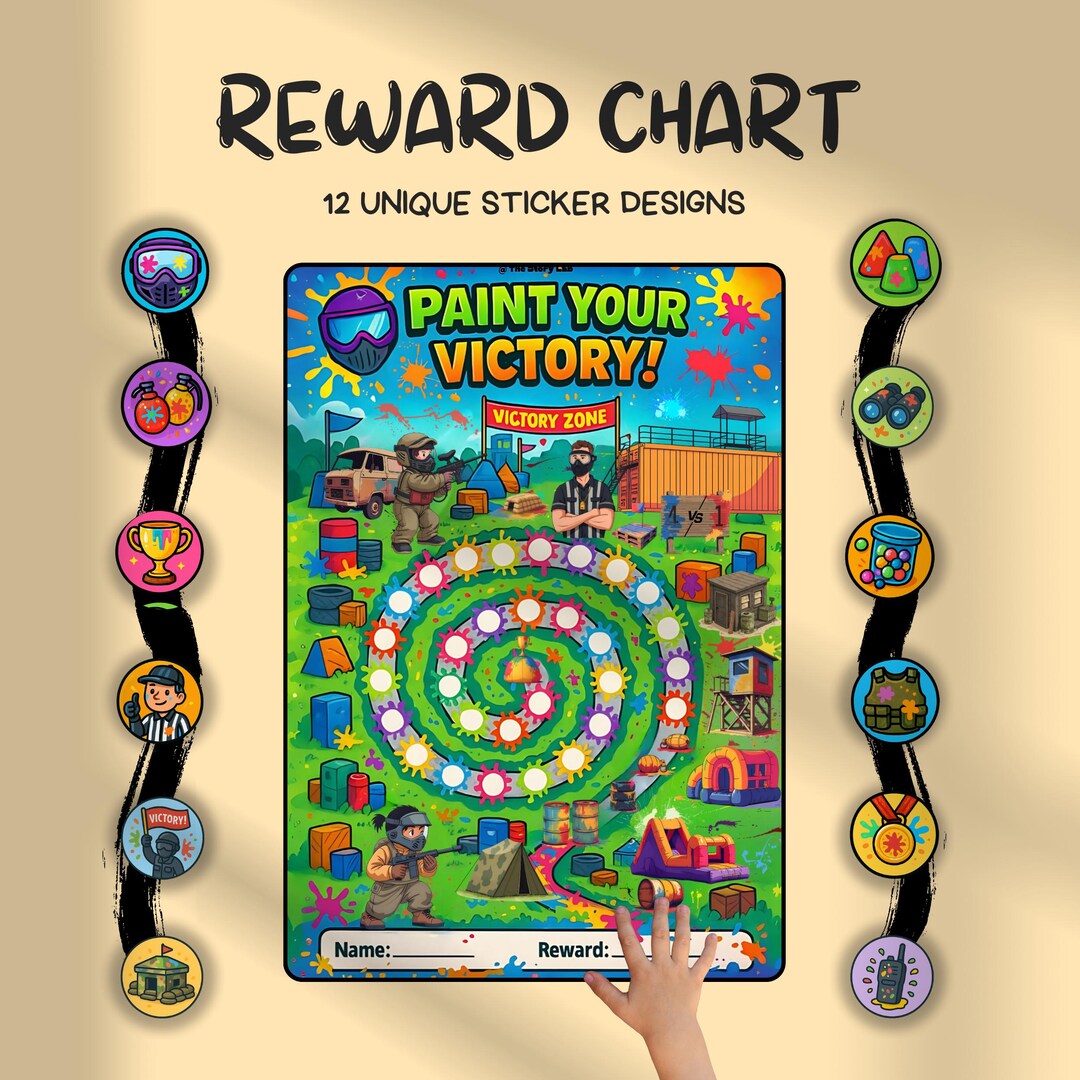 Reward Chart Paintball Theme for Kids Instant Download Printable ...