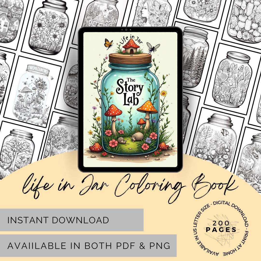 Life in Jar Coloring Book Printable Art Pages Digital Download PDF ...