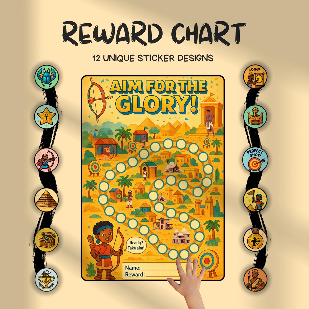 Printable Reward Chart for Kids With Stickers Warrior Theme (digital ...