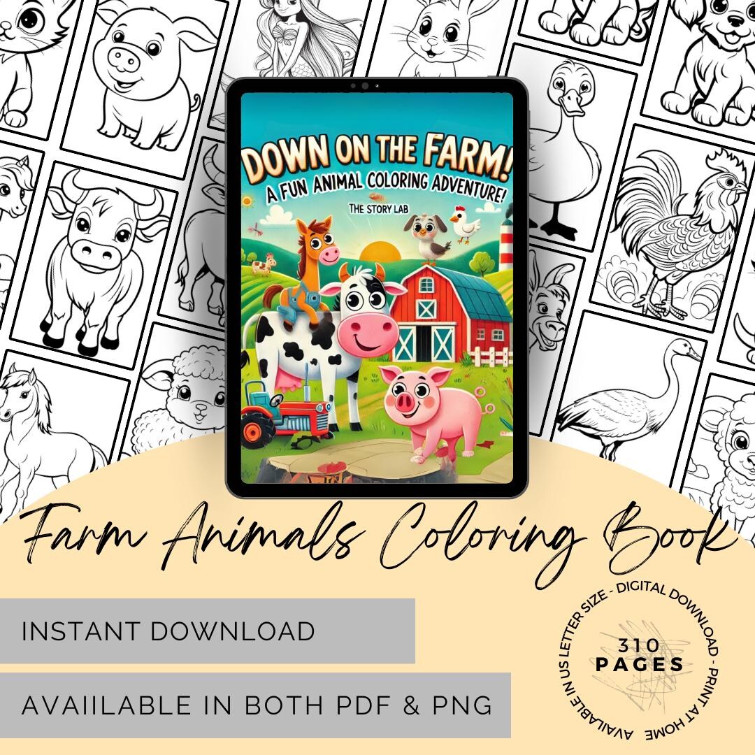 Printable Farm Animals Coloring Book: 300+ Pages PDF for Kids Activity ...
