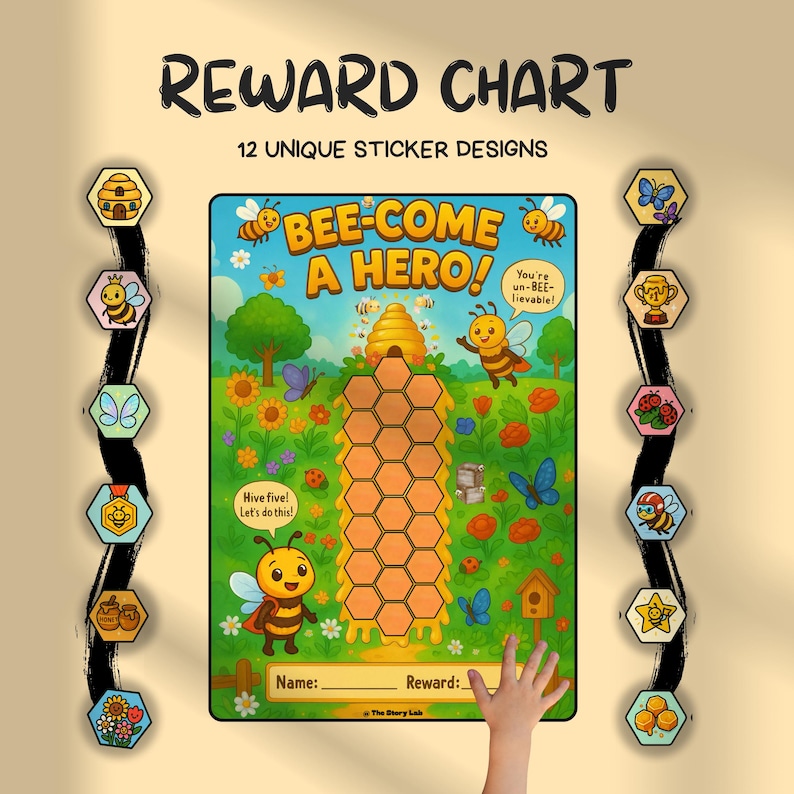 Bee Reward Chart Printable: Kids Chore & Potty Training (PDF Download ...