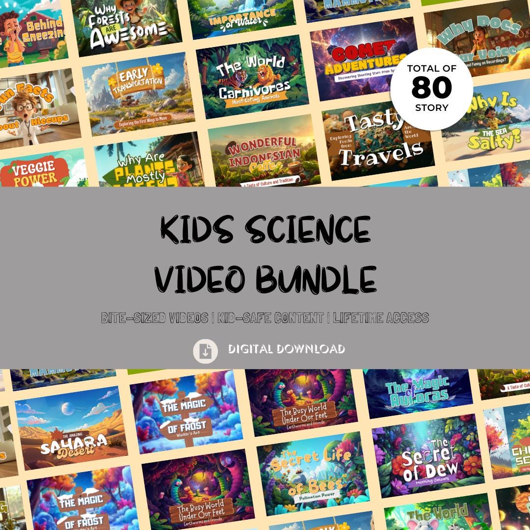 80 Videos Kids Science Video STEM Education Digital Download Homeschool ...