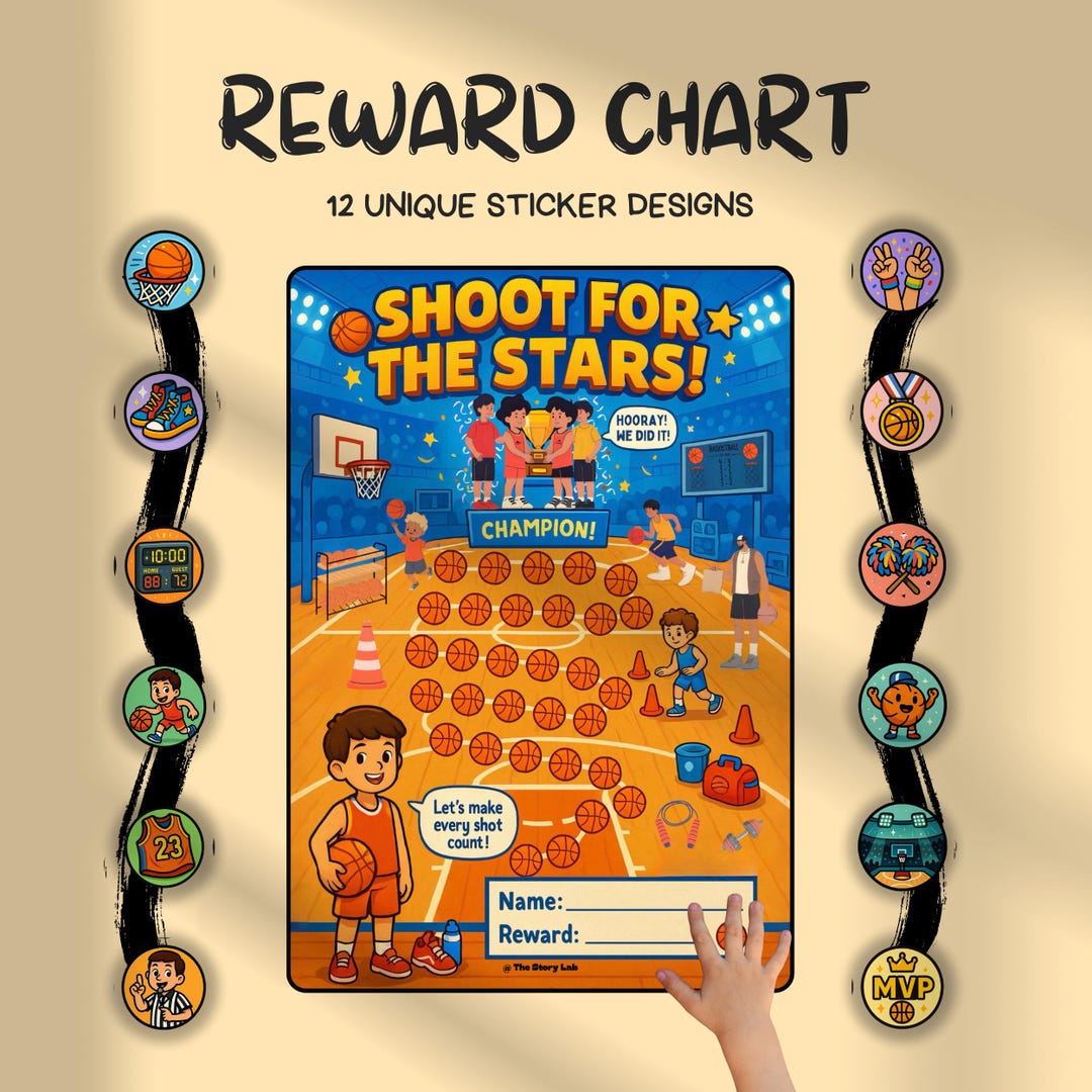 Basketball Reward Chart for Kids: Printable Chore & Potty Training ...