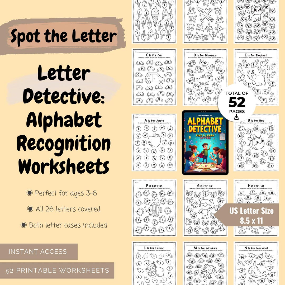 Printable Alphabets Recognition Worksheets PDF for Kids Homeschool ...