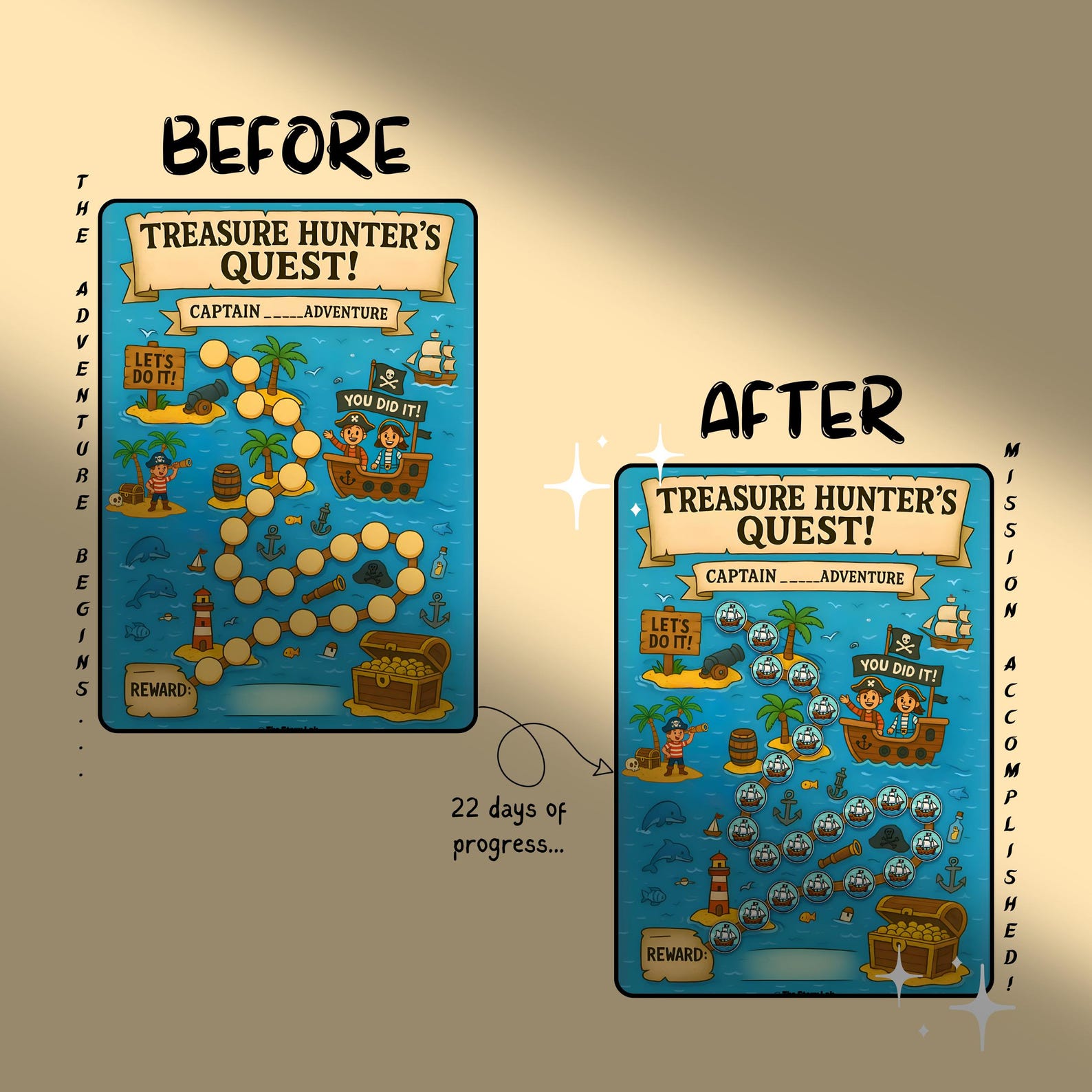 Pirate Reward Chart for Kids: Printable Behavior & Chore Tracker ...