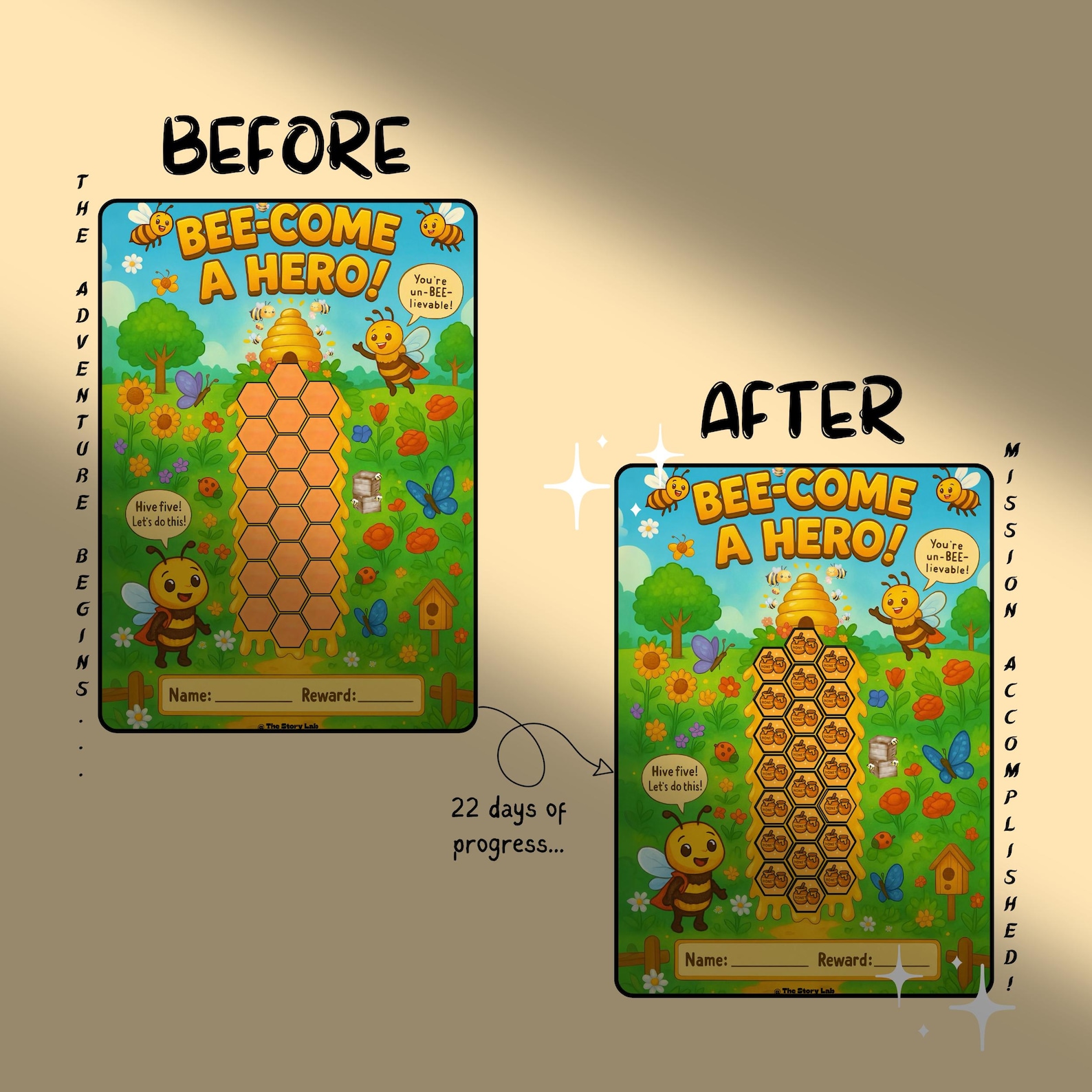 Bee Reward Chart Printable: Kids Chore & Potty Training (PDF Download ...