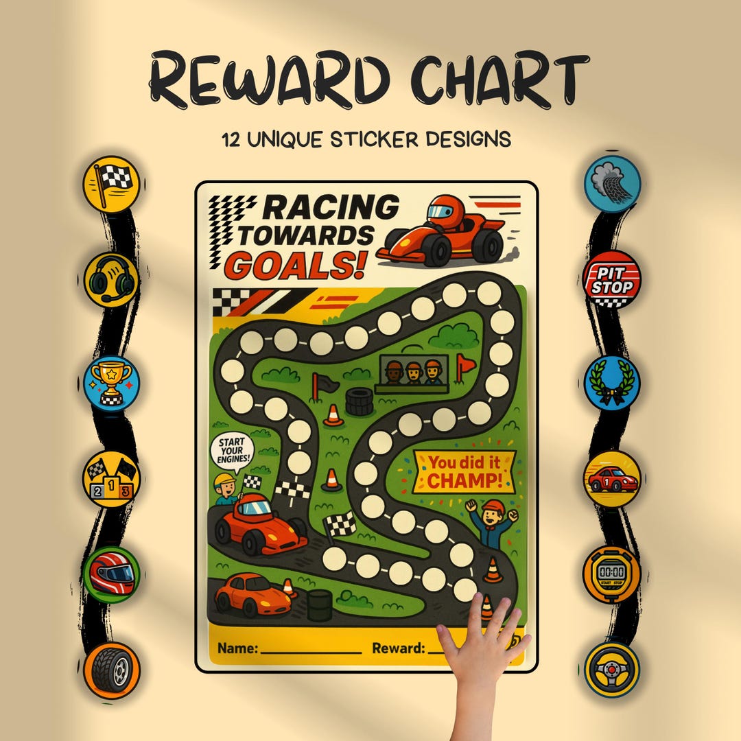 Reward Chart Racing Theme for Kids Instant Download Printable Behavior ...