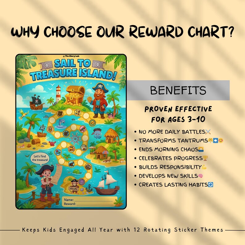 Reward Chart Pirates Theme for Kids Instant Download Printable Behavior ...