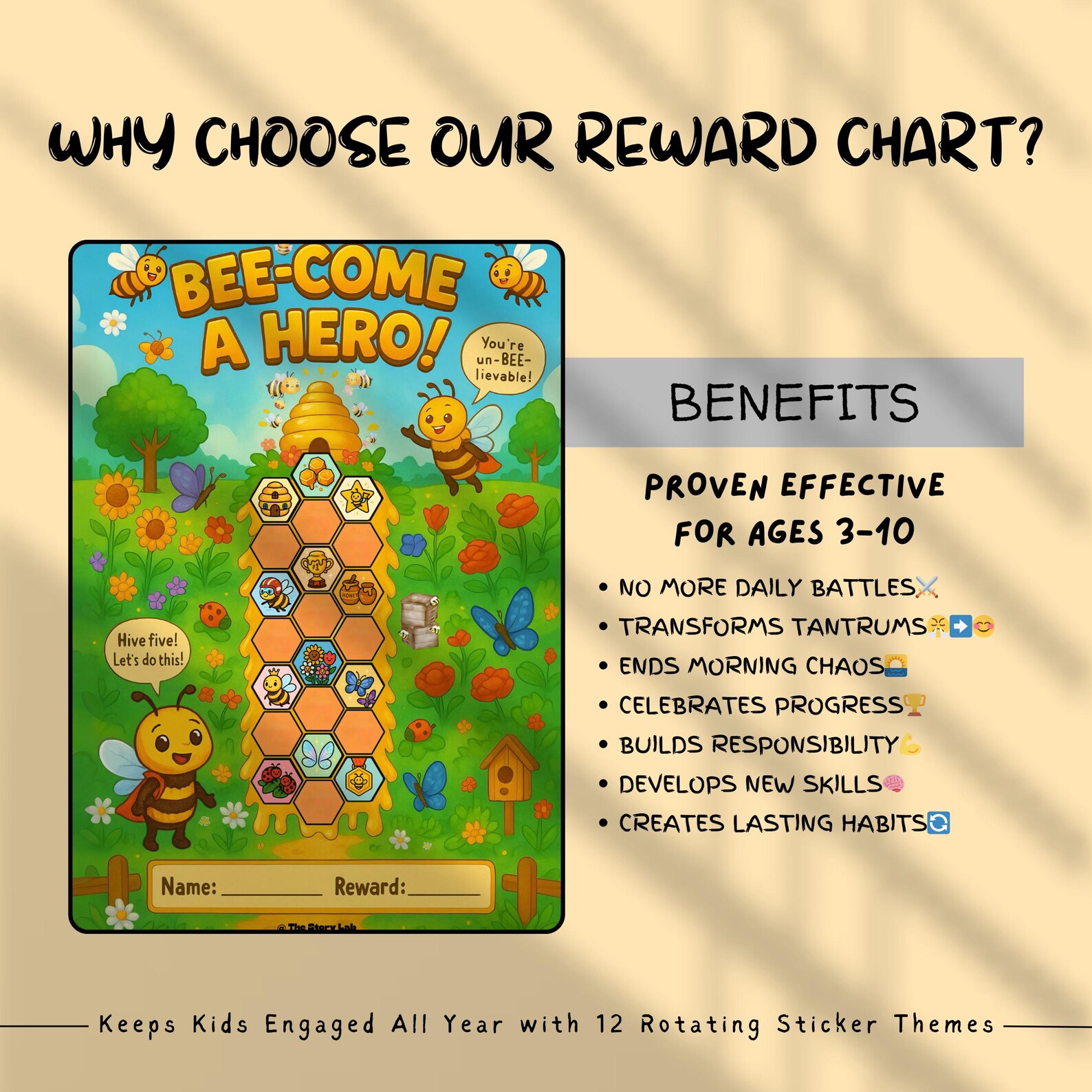 Bee Reward Chart Printable: Kids Chore & Potty Training (PDF Download ...