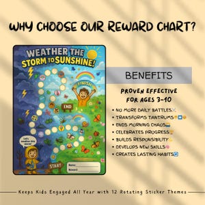 Weather Theme Reward Chart for Kids: Printable Behavior & Chore Tracker ...