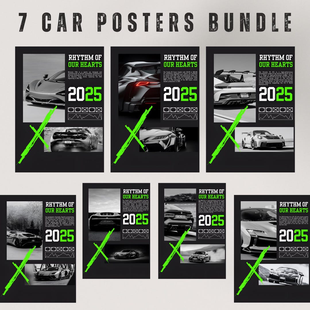 7 Supercar Poster Bundle | High-resolution 14x18 Inch Prints | Supra ...