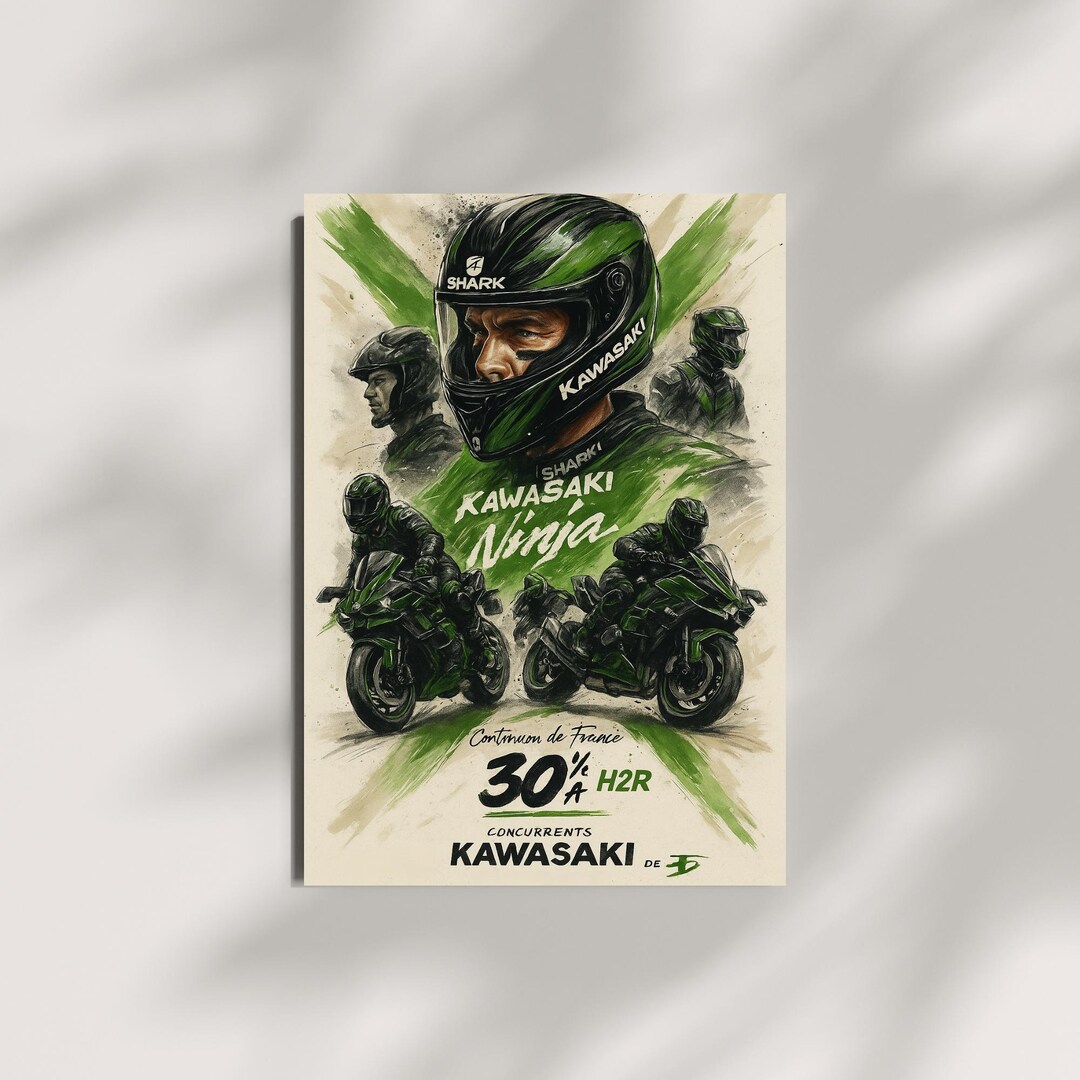Kawasaki Ninja H2R Digital Poster | High-resolution Motorcycle Wall Art ...