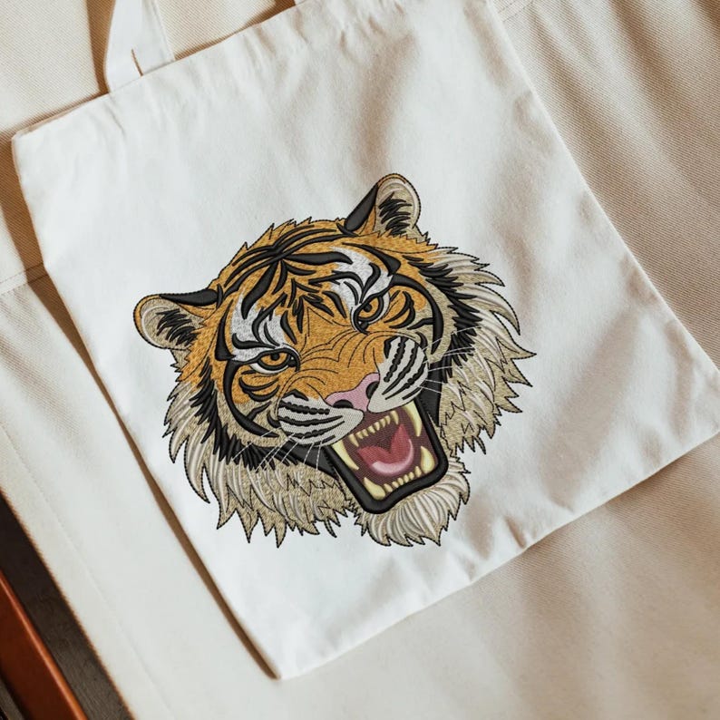 Tiger Face Embroidery Design - 5 Sizes Available - Instant Download ...