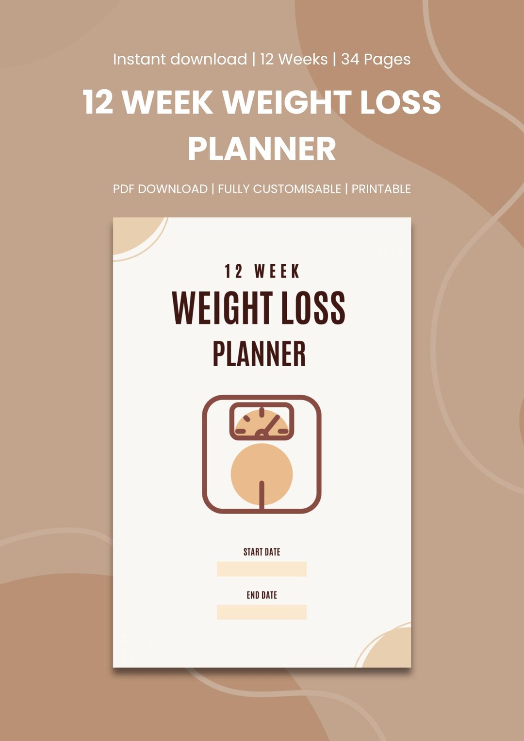 12 Week Weight Loss Tracker | Weight Loss Planner | Weight Tracker ...