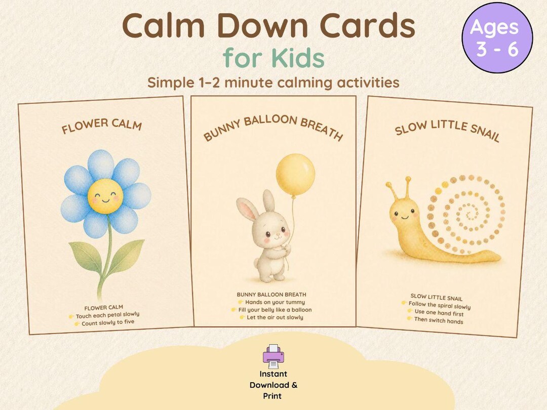 Calm Down Cards for Toddlers (ages 2-5) | Tantrum Help Printable ...