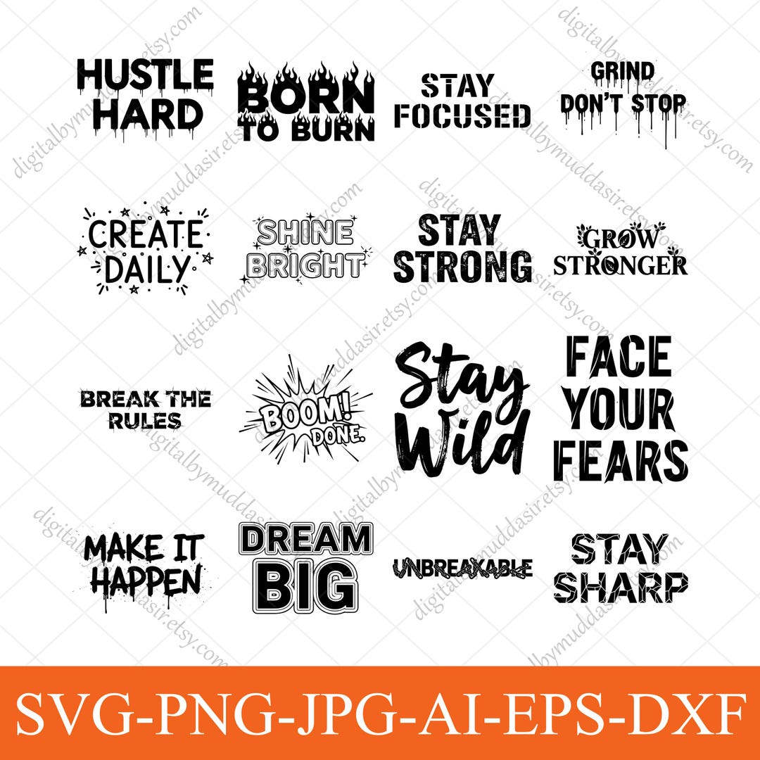Motivational Quotes SVG PNG, Motivational Svg Bundle, Positive Quotes ...
