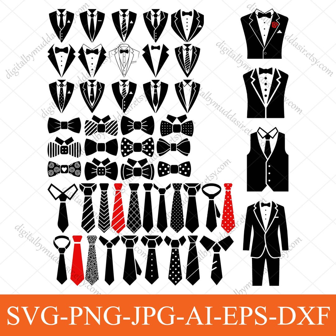 Suit and Tie SVG PNG, Tuxedo Svg Bundle, Neck Tie Svg, Tuxedo Suit Svg ...