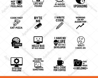 Programmer SVG Bundle, Coding Quote Svg, Computer Geek Svg, Nerd Svg, Png, Dxf, Clipart, Cut ...