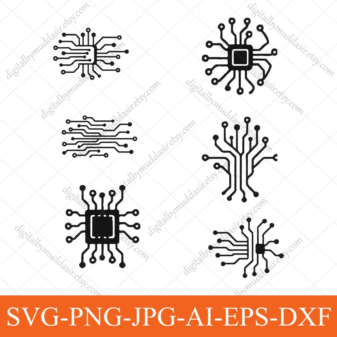Computer Processor Svg Bundle, Circuit Board and Chip Vector | Tech ...