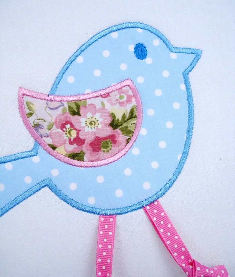 Bird With Ribbon Legs Machine Embroidery Design Applique Two - Etsy