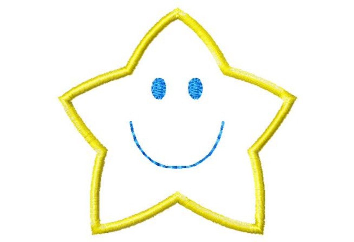 Star Machine Embroidery Applique Design Smiling Star Two | Etsy