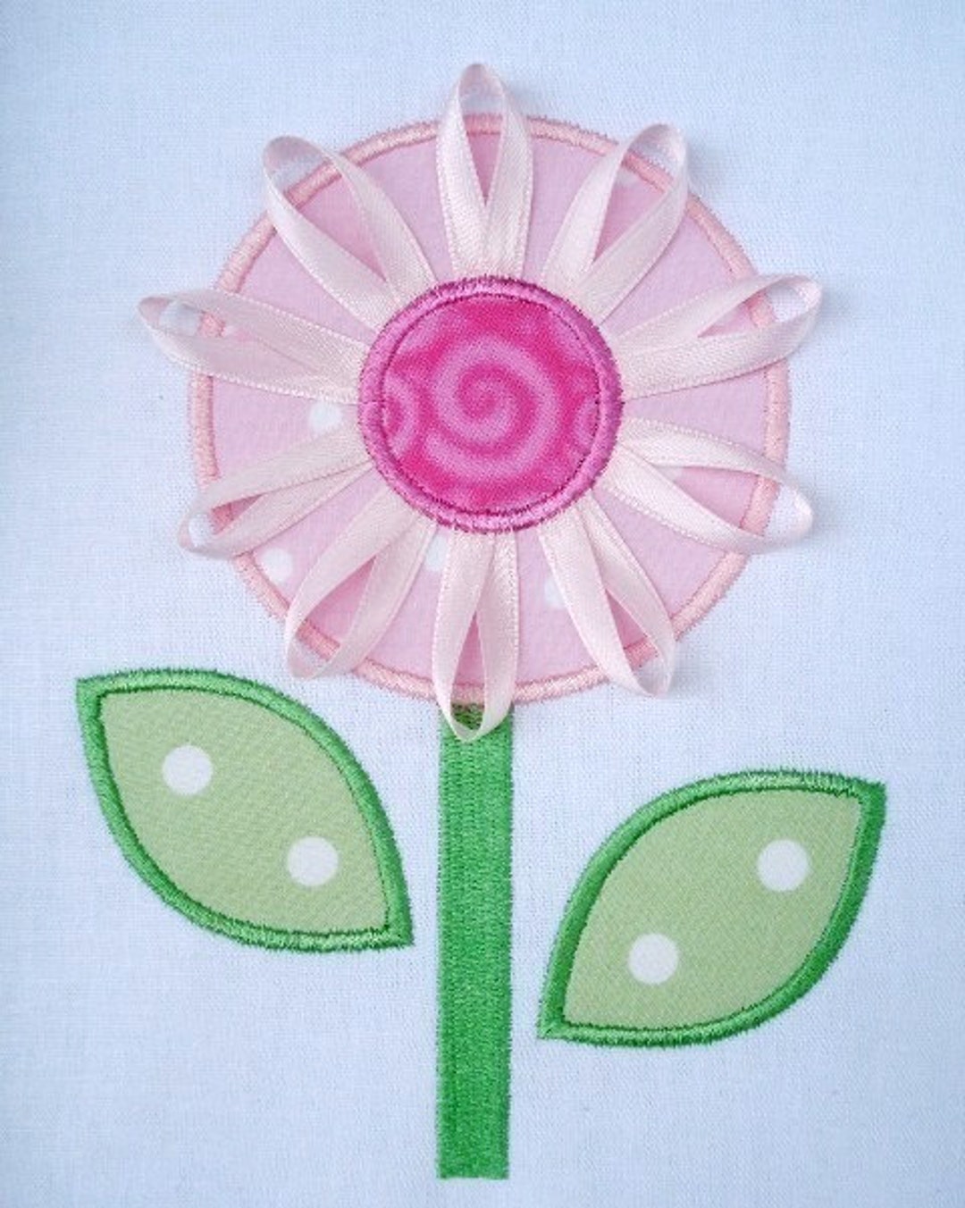 Embroidery Design for Machine Embroidery - Ribbon Flower Applique ...